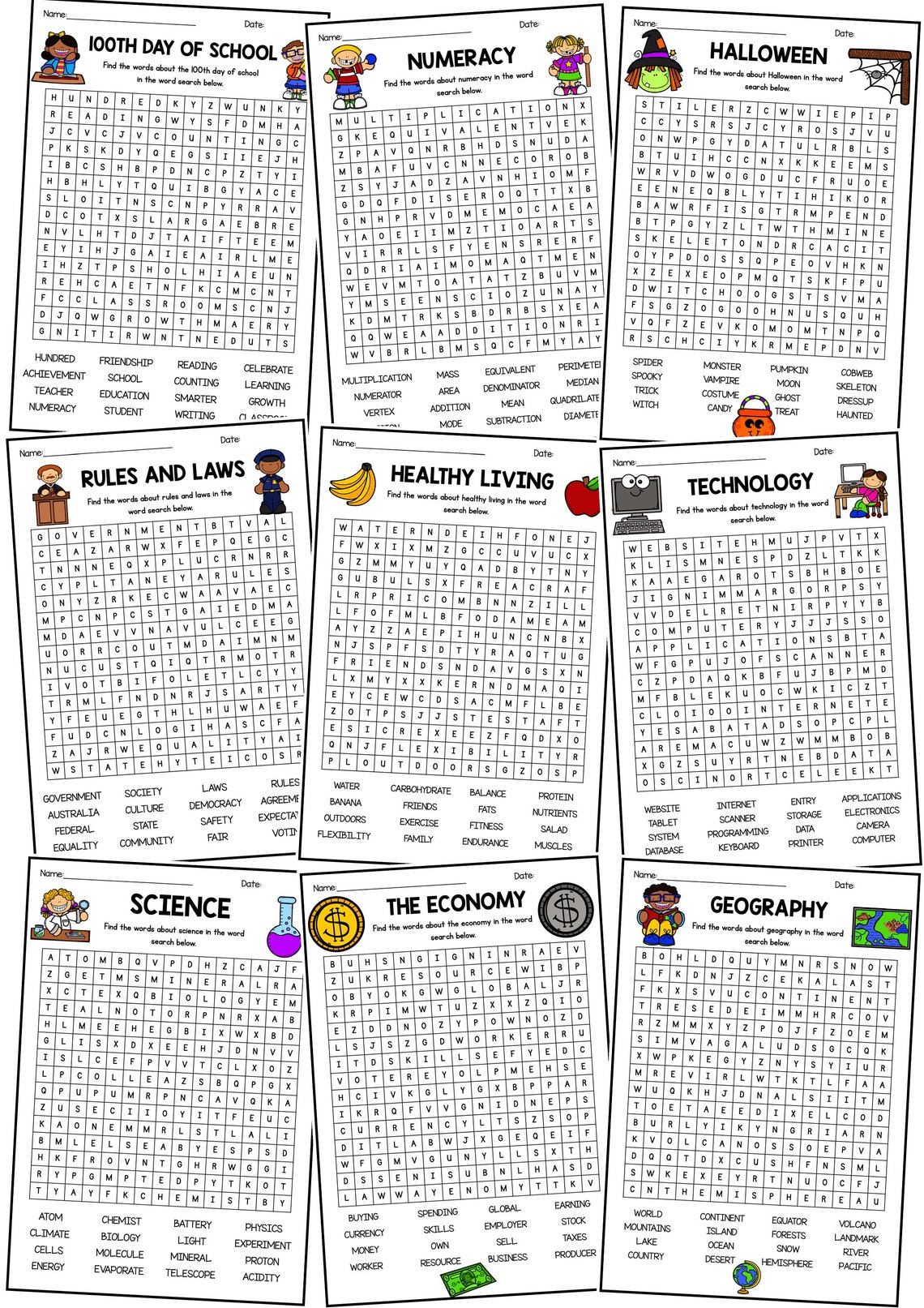 20 Themed Word Searches With Answers - Etsy