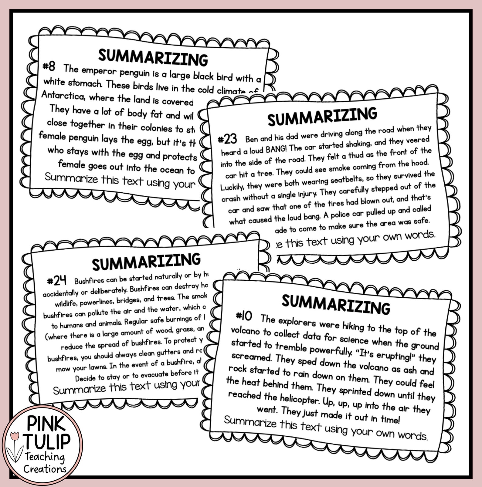 Summarizing (summarising) - Task Cards - Etsy