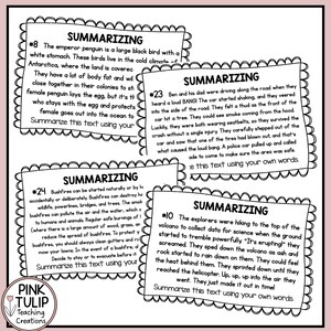 Summarizing (summarising) - Task Cards - Etsy