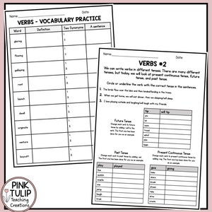 Verbs Mini Unit - Structured Worksheet Pack - Etsy