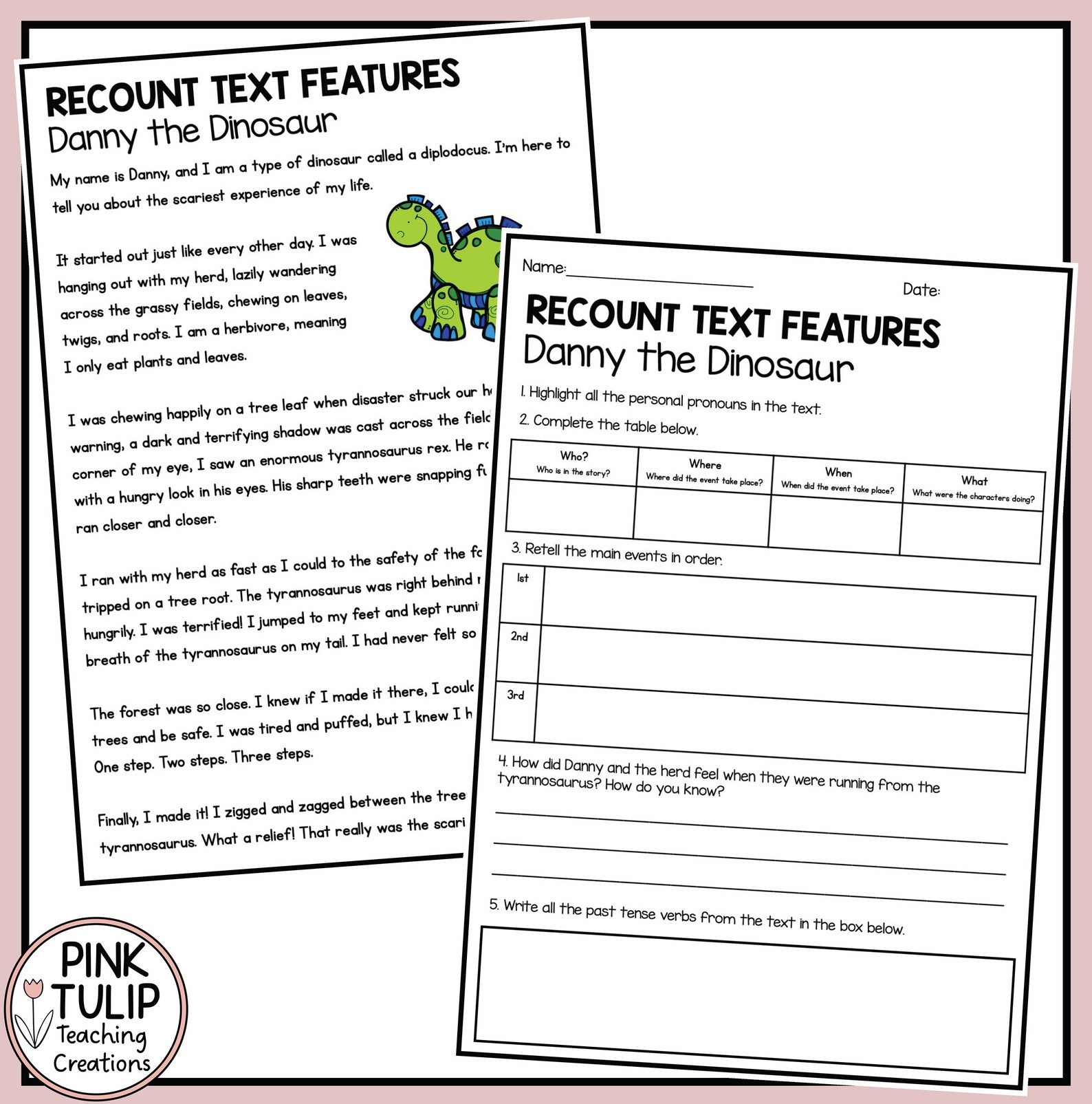 Recount Text Writing Worksheet Pack No Prep Lesson Ideas - Etsy