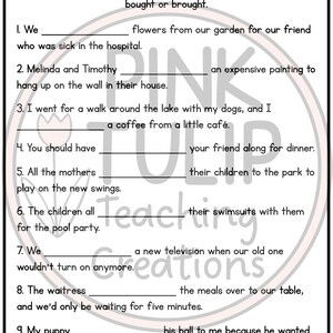 Bought or Brought Grammar Worksheets - Etsy