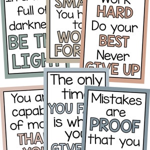 Growth Mindset Poster Set - Earth Tones Classroom Decor - Etsy