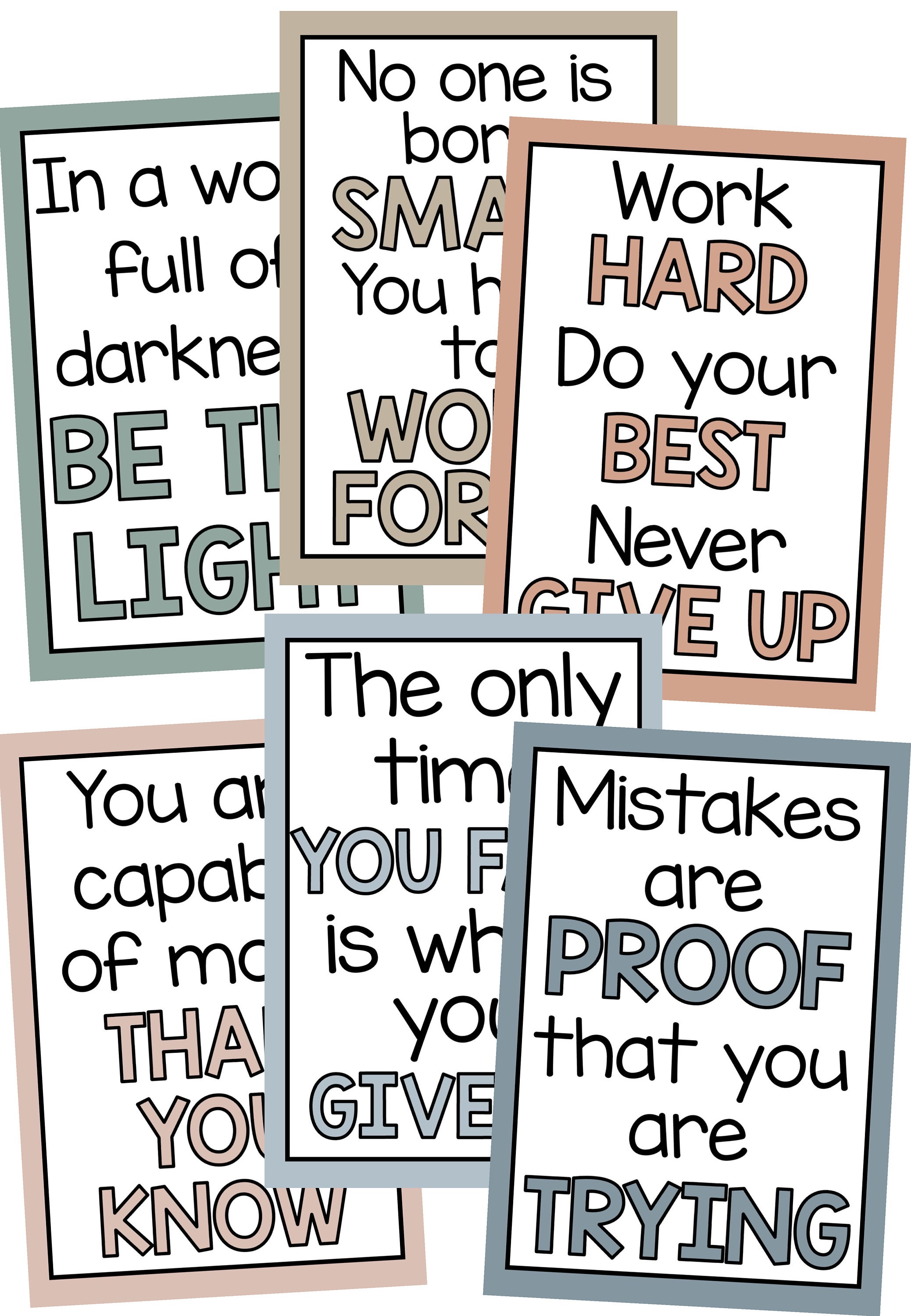 Growth Mindset Poster Set - Earth Tones Classroom Decor - Etsy