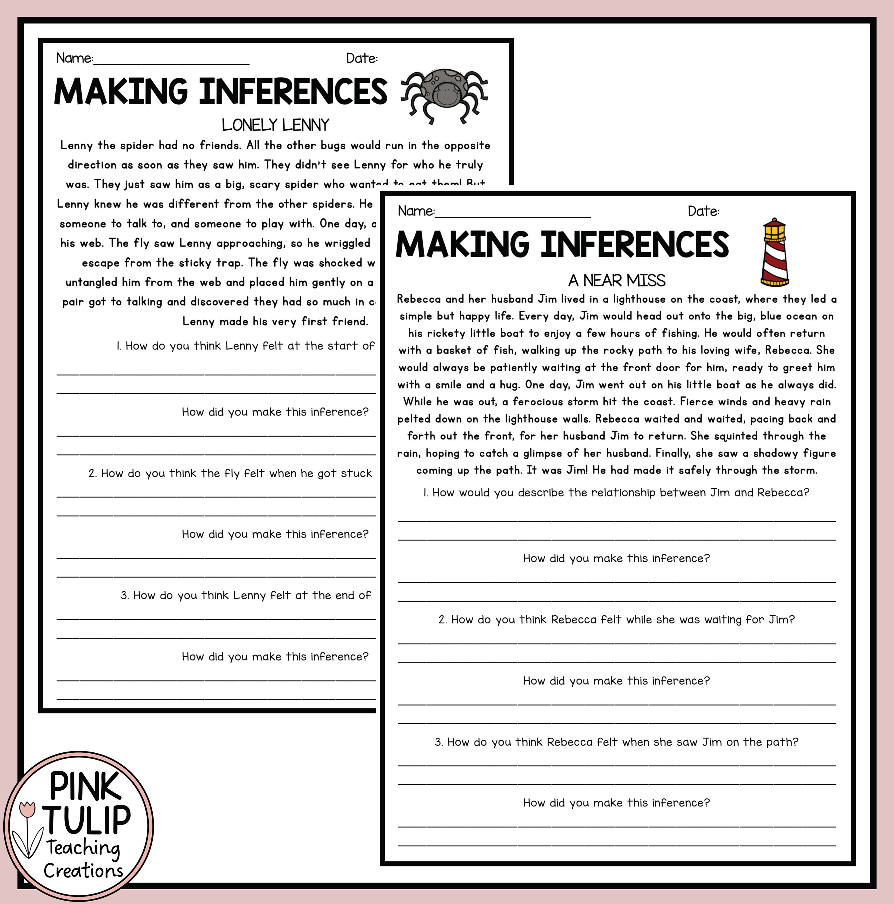 Making Inferences and Drawing Conclusions - Reading Worksheet Pack - Etsy
