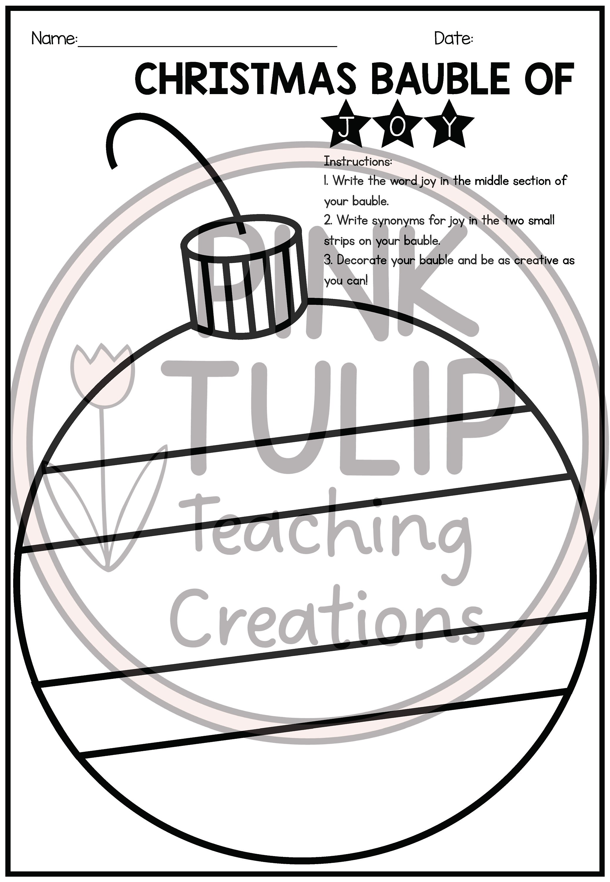 Christmas Bauble Synonym Activity - Etsy