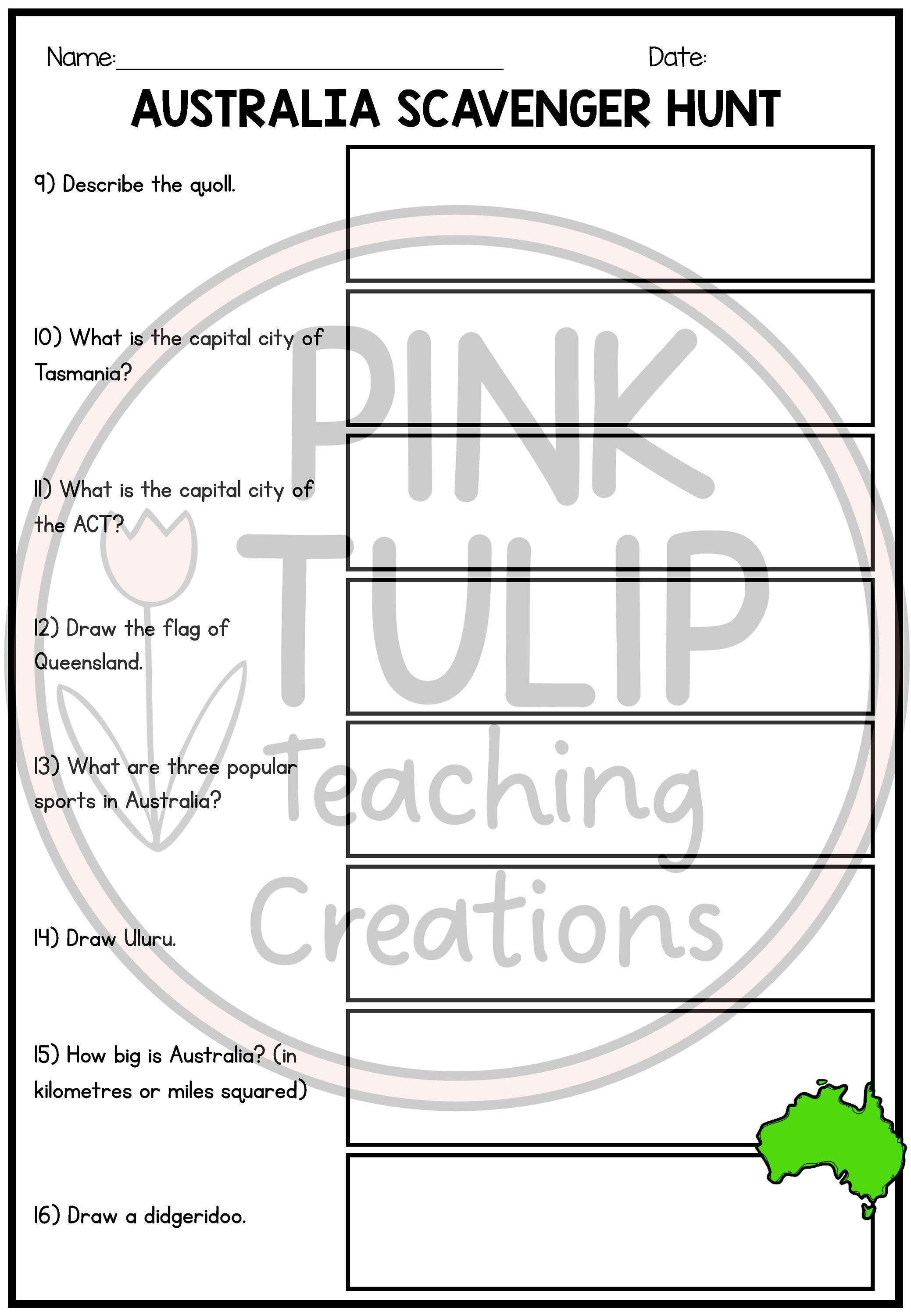 Australia Scavenger Hunt Research Task - Etsy