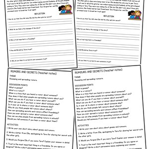 Social Emotional Comprehension Passages - With Reflection Questions - Etsy