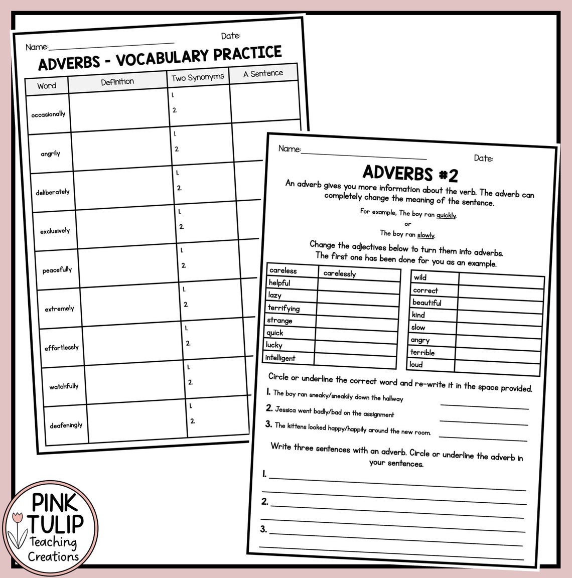 Adverbs Mini Unit Structured Worksheet Pack - Etsy