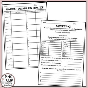 Adverbs Mini Unit - Structured Worksheet Pack - Etsy