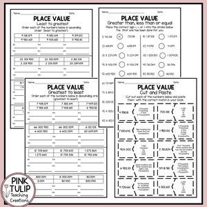 Decimal Place Value Into the Thousandths - Worksheet Pack - Etsy