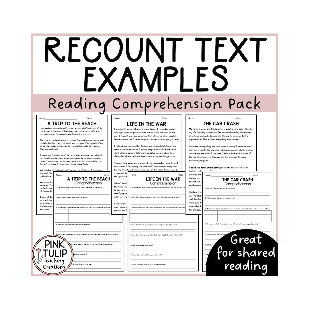 Recount Text Examples - Ten Reading Samples With Comprehension - Etsy