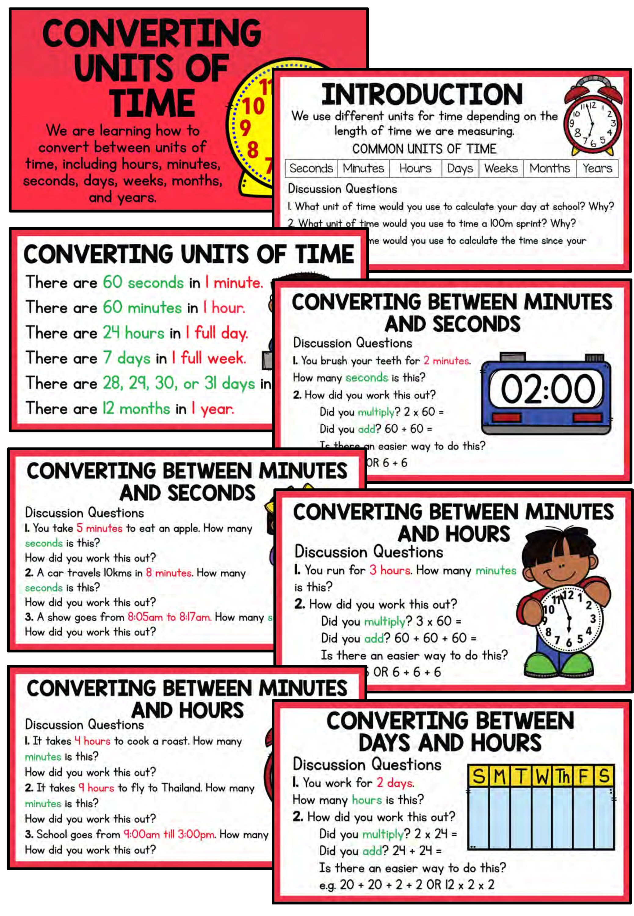 Converting Between Units of Time - Teaching Powerpoint Presentation - Etsy