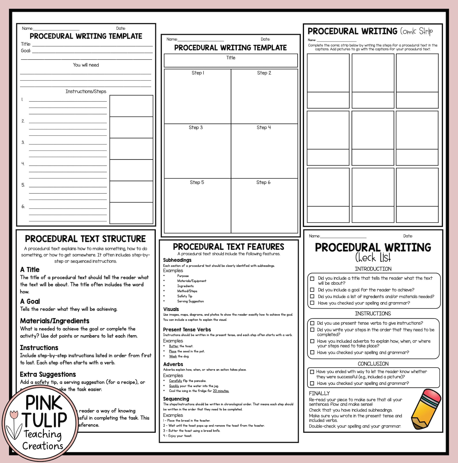 Procedural Text Writing Worksheet Pack - No Prep Lesson Ideas - Etsy ...