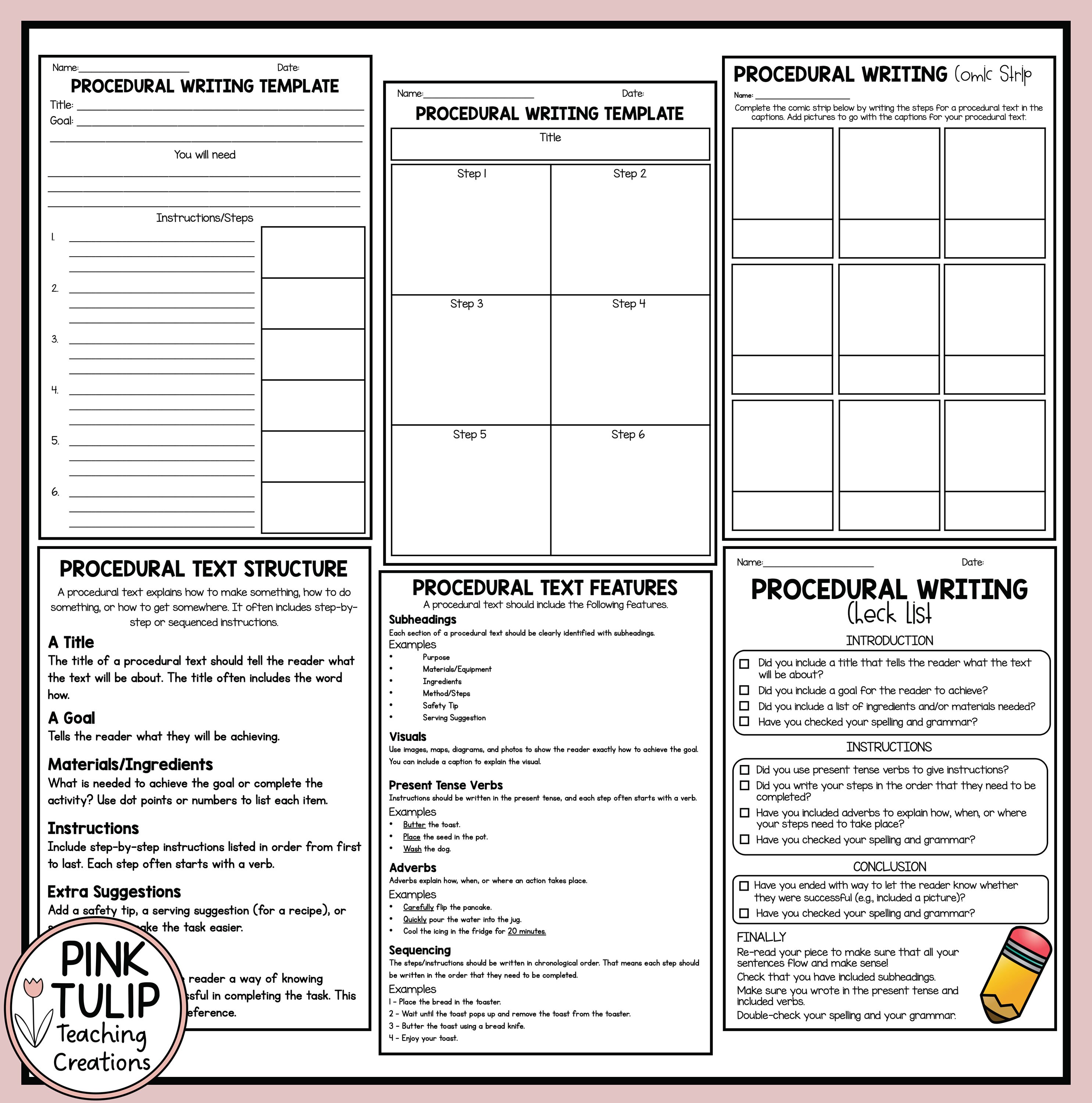 Procedural Text Writing Worksheet Pack - No Prep Lesson Ideas - Etsy ...