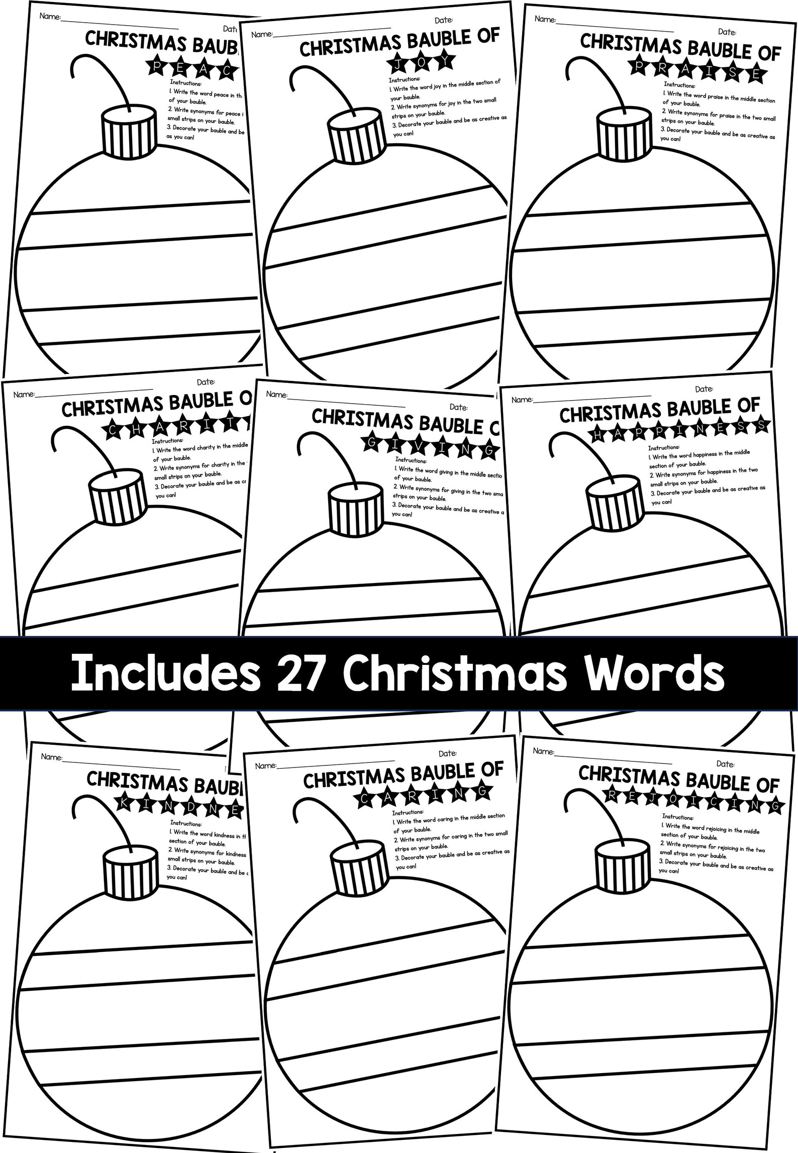 Christmas Bauble Synonym Activity - Etsy