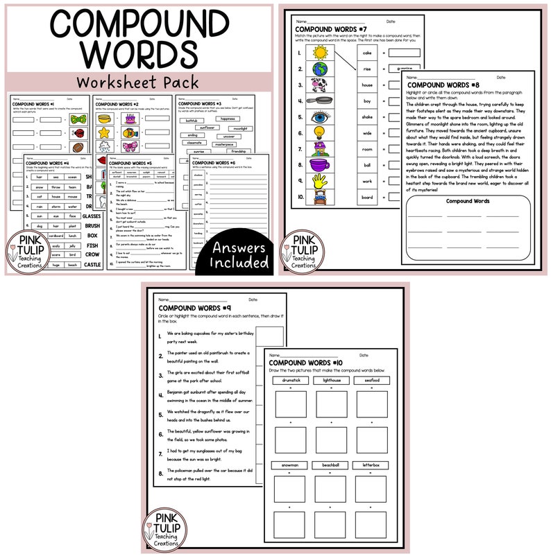 Compound Words Bundle - Worksheet Pack and Guided Teaching Powerpoint ...