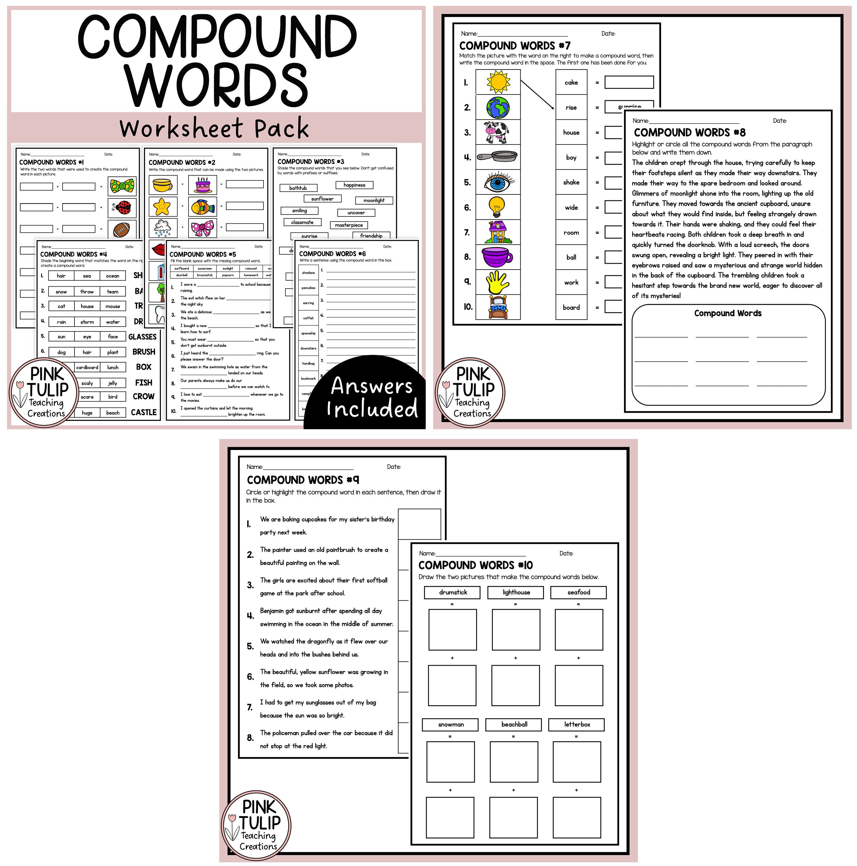 Compound Words Bundle - Worksheet Pack and Guided Teaching Powerpoint ...
