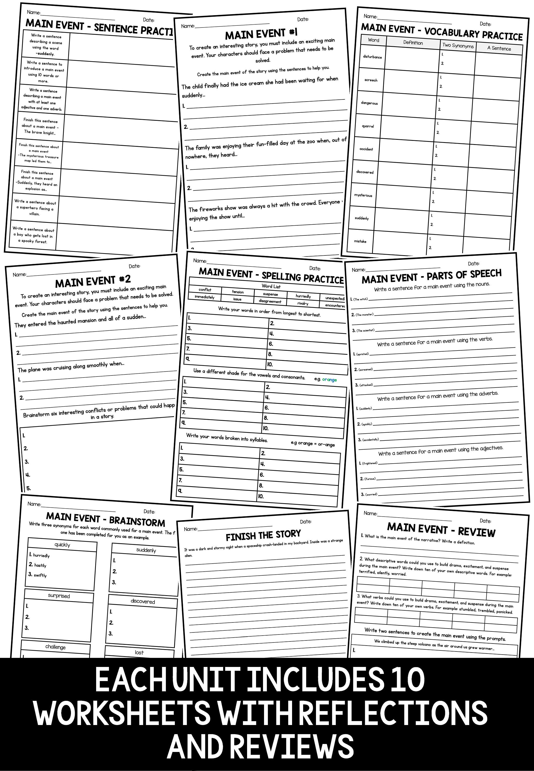 Narrative Writing Unit - Worksheet Pack - Etsy