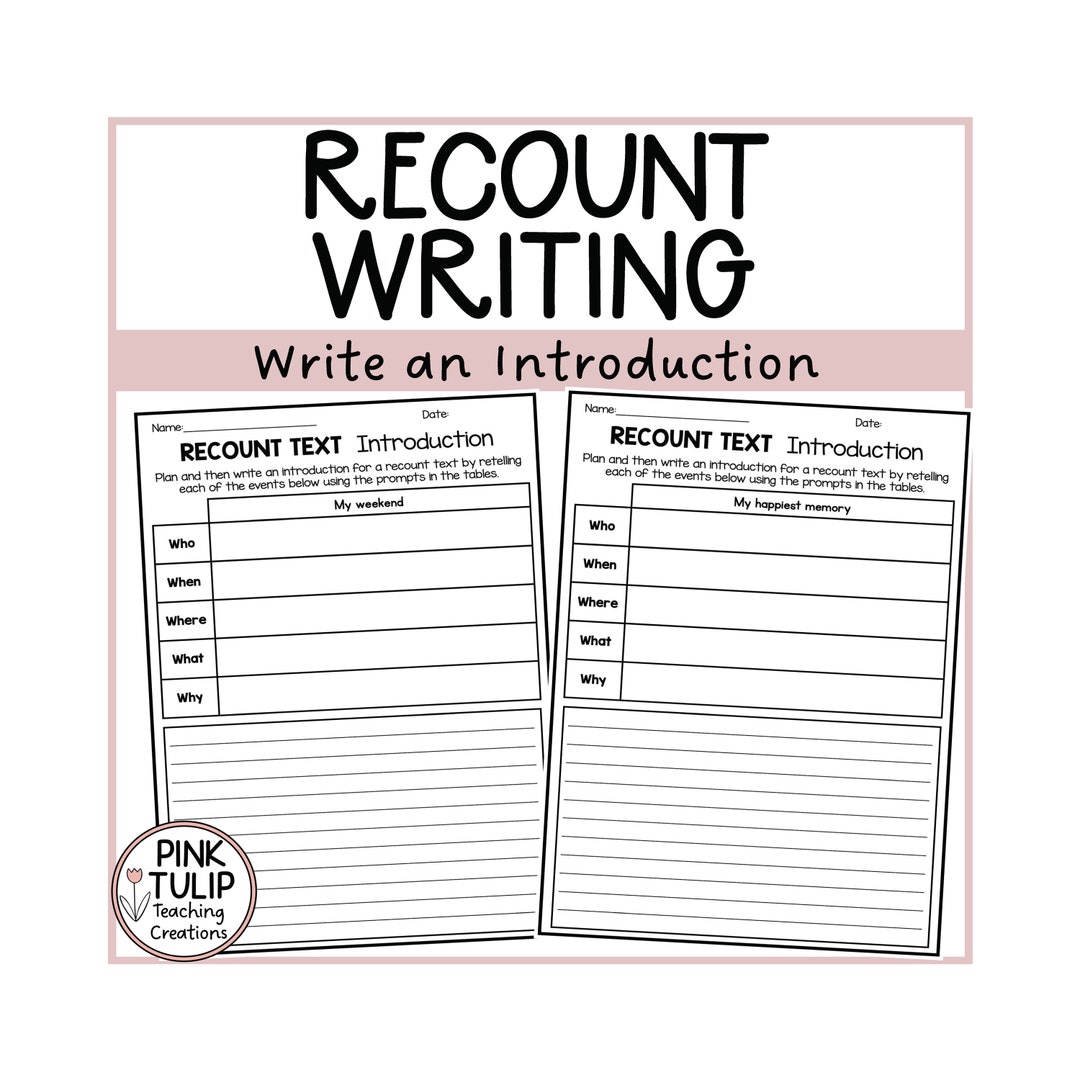 Recount Writing - Write an Introduction Worksheets - Etsy