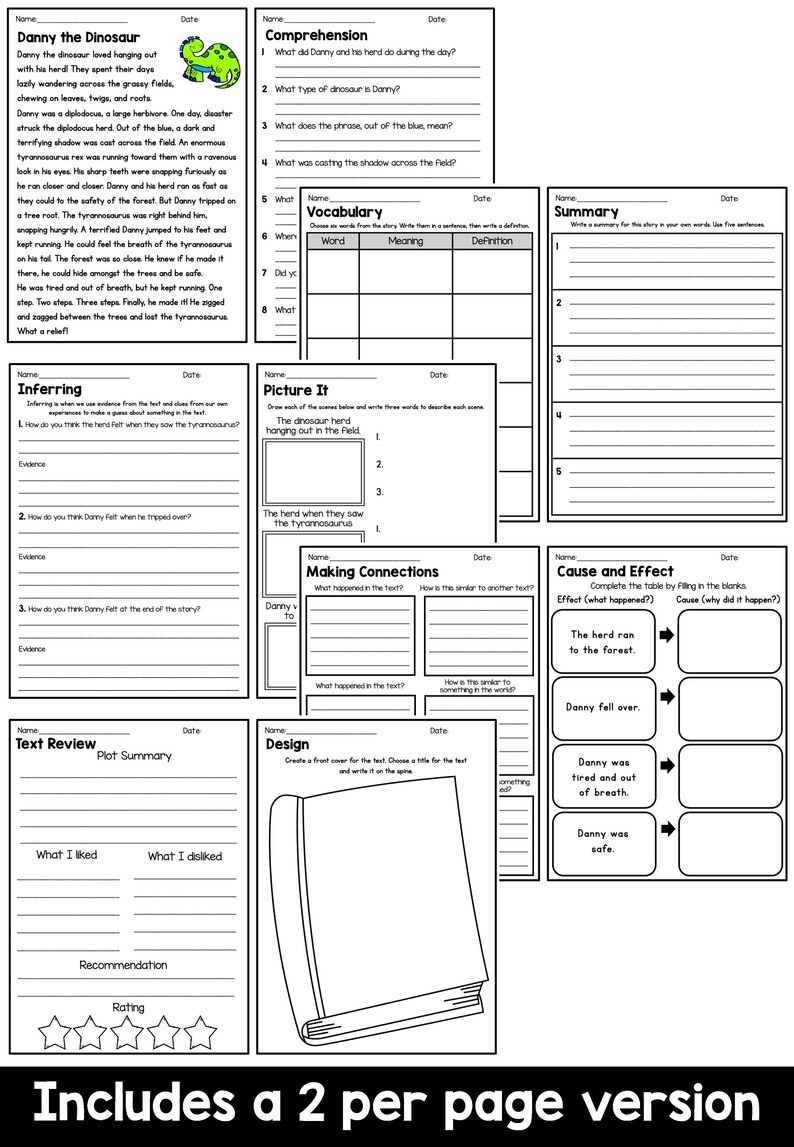 Reading Comprehension - Danny the Dinosaur - Etsy