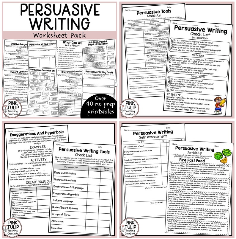 Narrative and Persuasive Writing Worksheet Bundle - Etsy