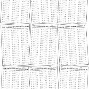 Missing Number up to 10 Addition Worksheets - Mental Math or Early ...