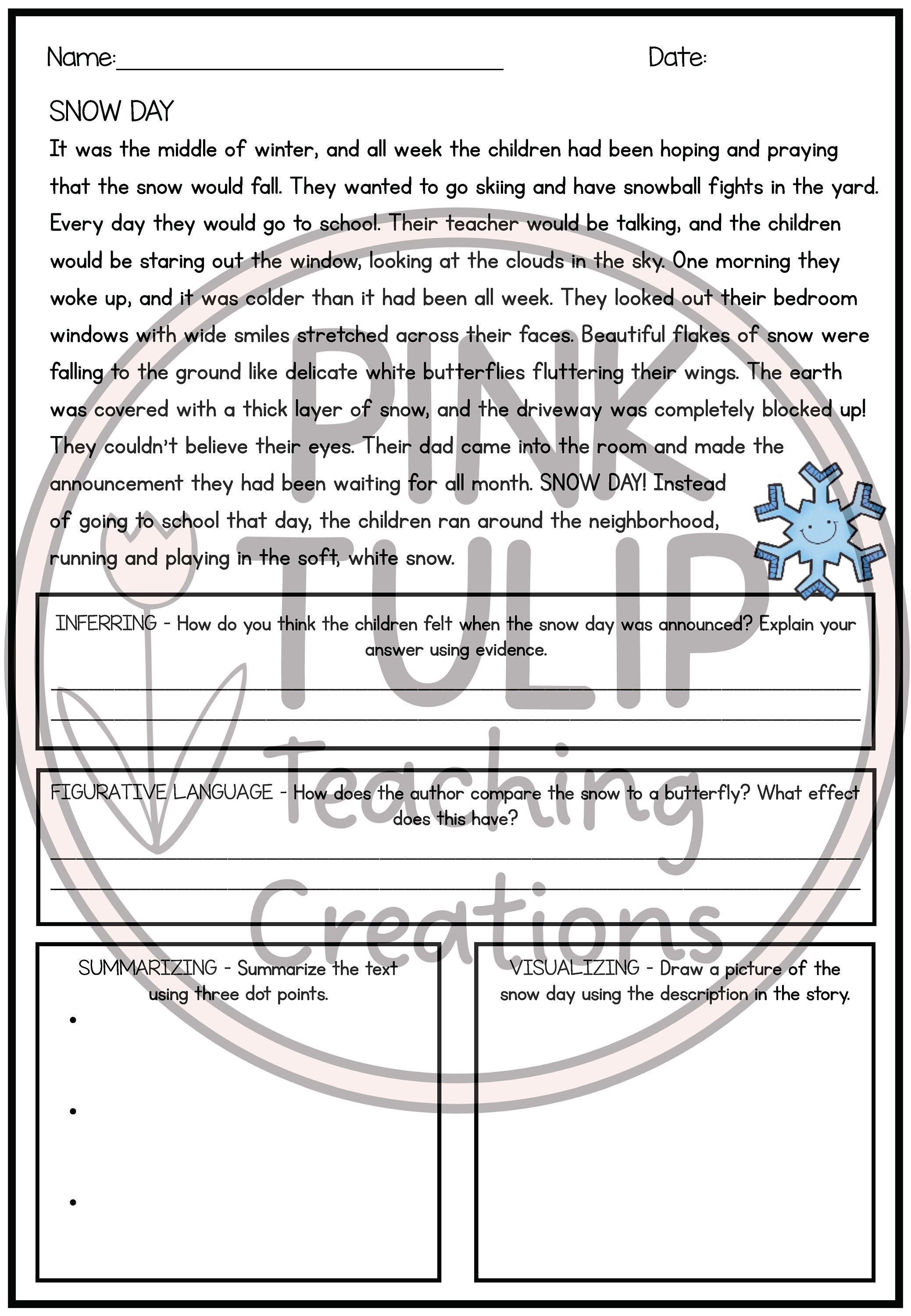 Comprehension Worksheets Reading Strategies Set 7 - Etsy