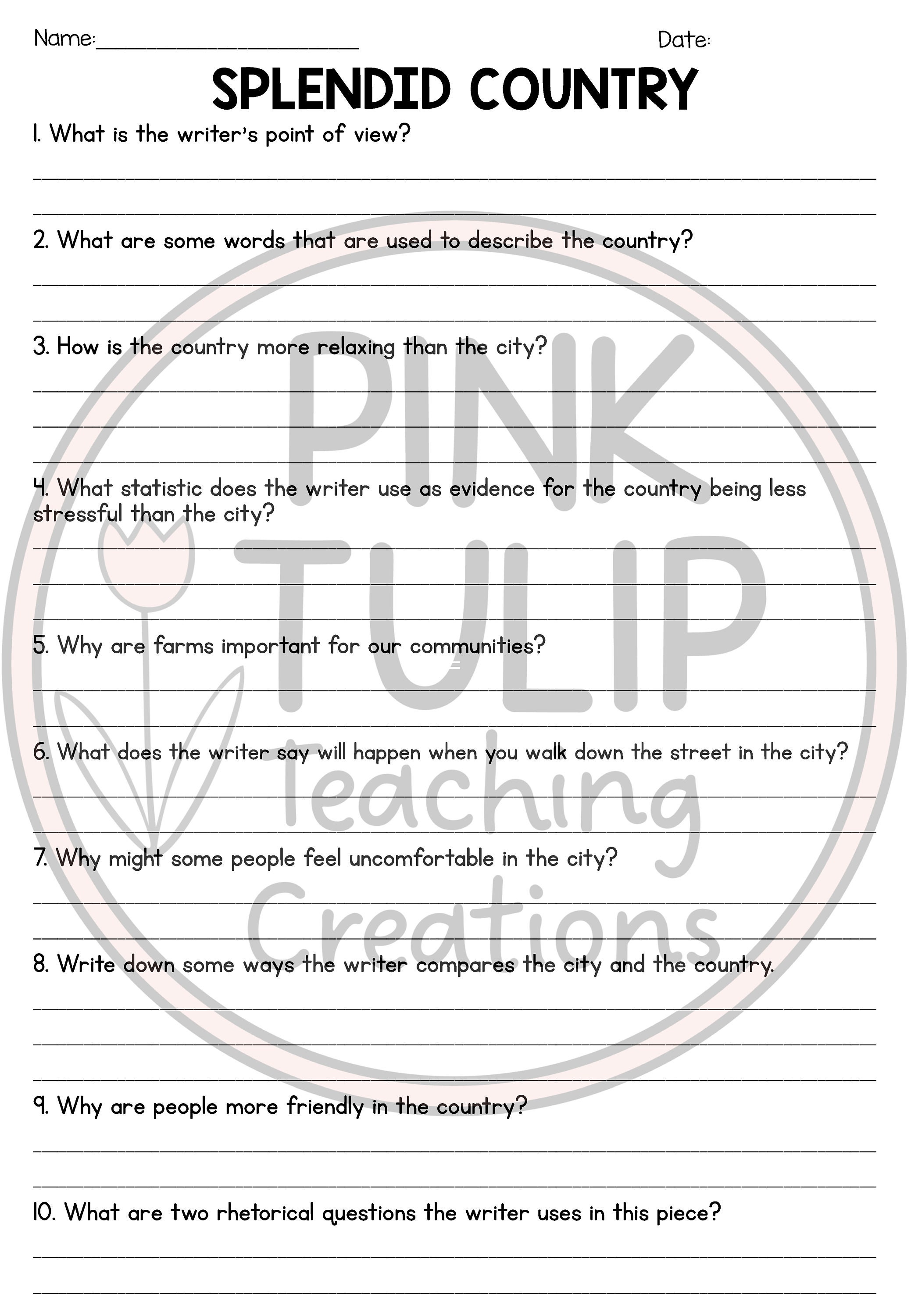 Persuasive Writing Comprehension - Splendid Country - Etsy