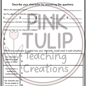 Character Description - Narrative Writing Worksheets - Etsy