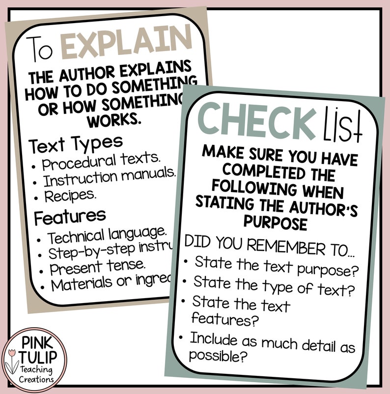 Author's Purpose Reading Posters Earth Tones Classroom - Etsy