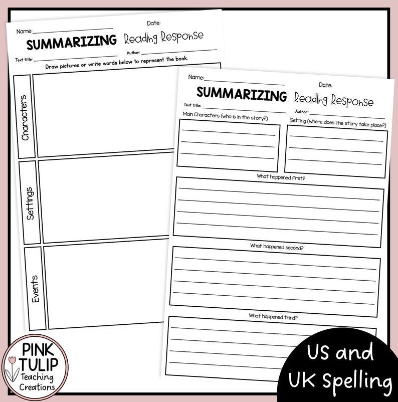 Summarizing (summarising) Reading Response Pack - Templates for Any ...