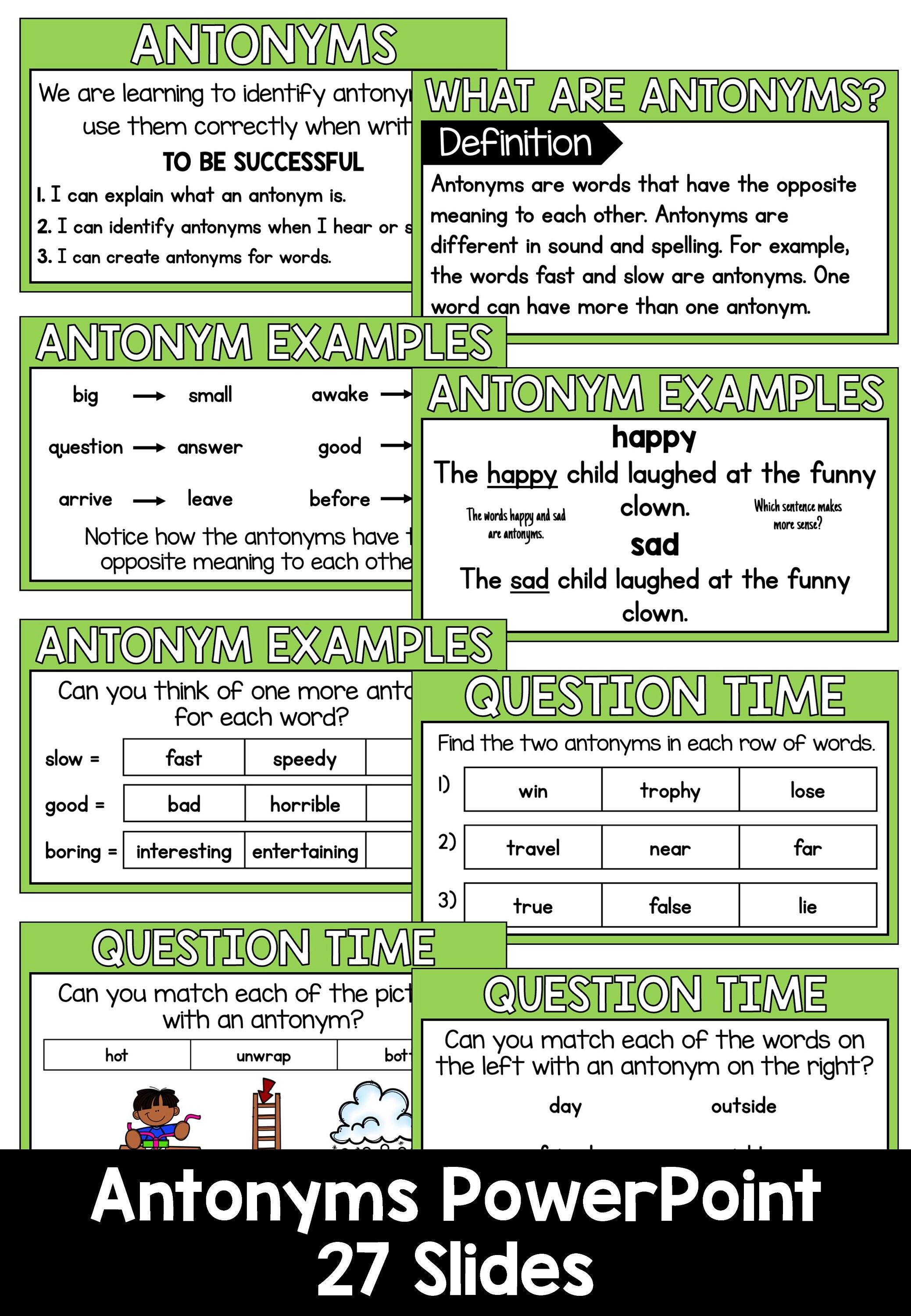 Antonyms Bundle - Worksheet Pack and Guided Teaching Powerpoint - Etsy