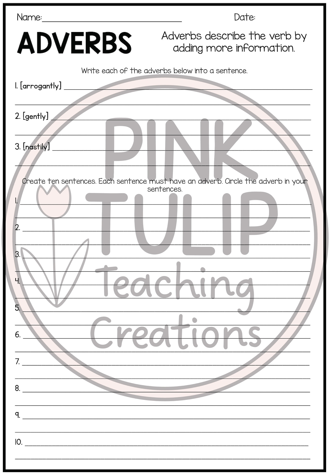 Understanding Adverbs Worksheets - No Prep Printables - Etsy