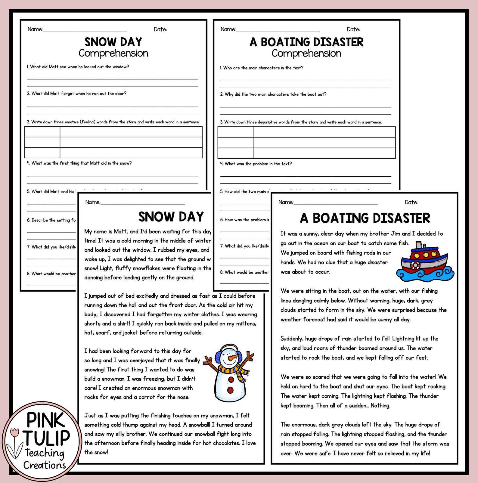 Recount Text Examples - Ten Reading Samples With Comprehension - Etsy