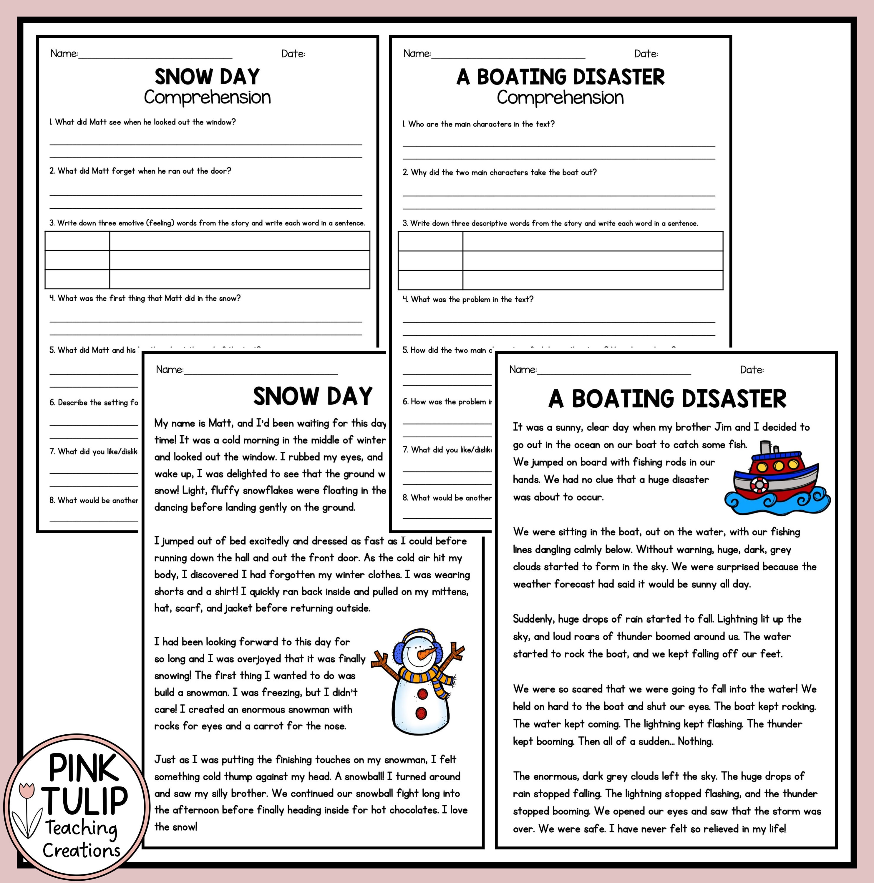 Recount Text Examples - Ten Reading Samples With Comprehension - Etsy