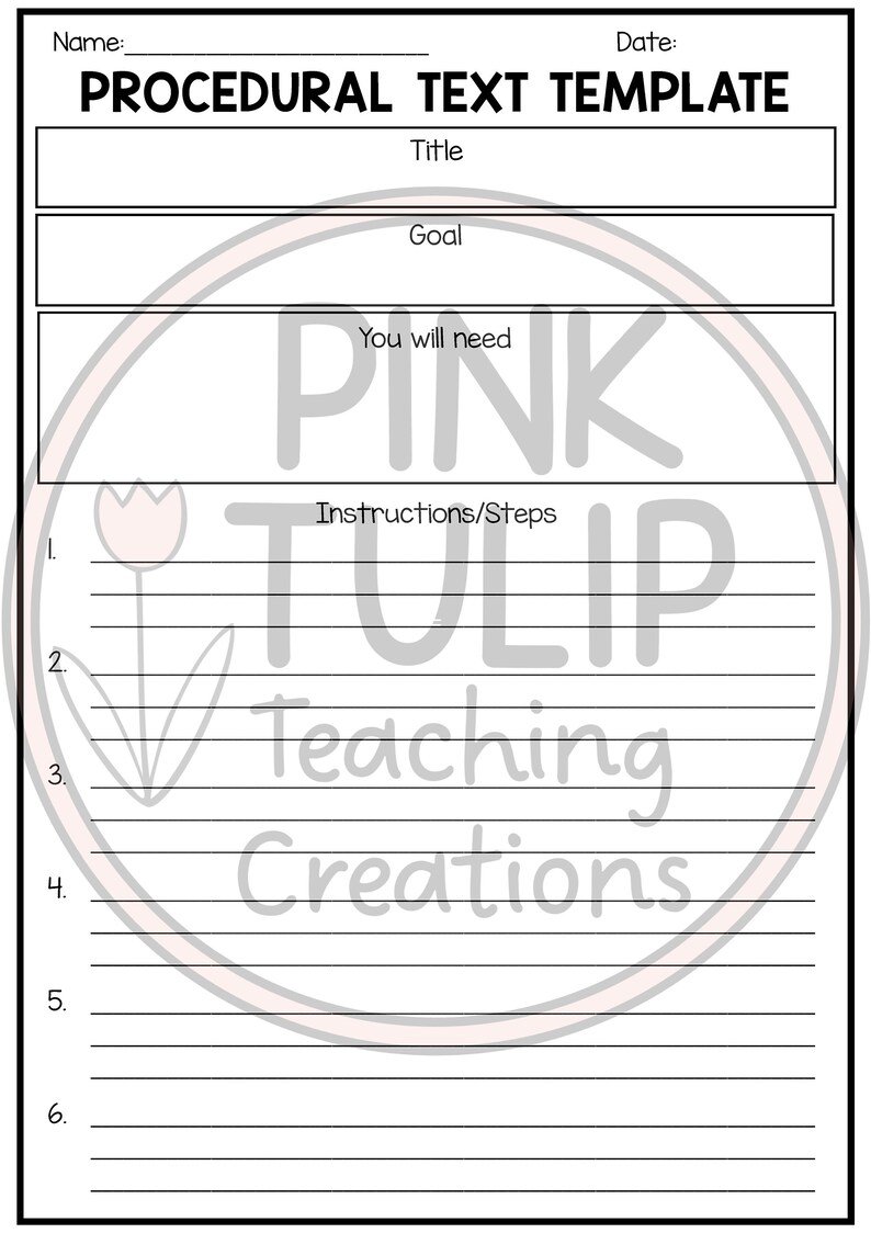 Procedural Text Writing Worksheet Pack No Prep Lesson Ideas - Etsy ...