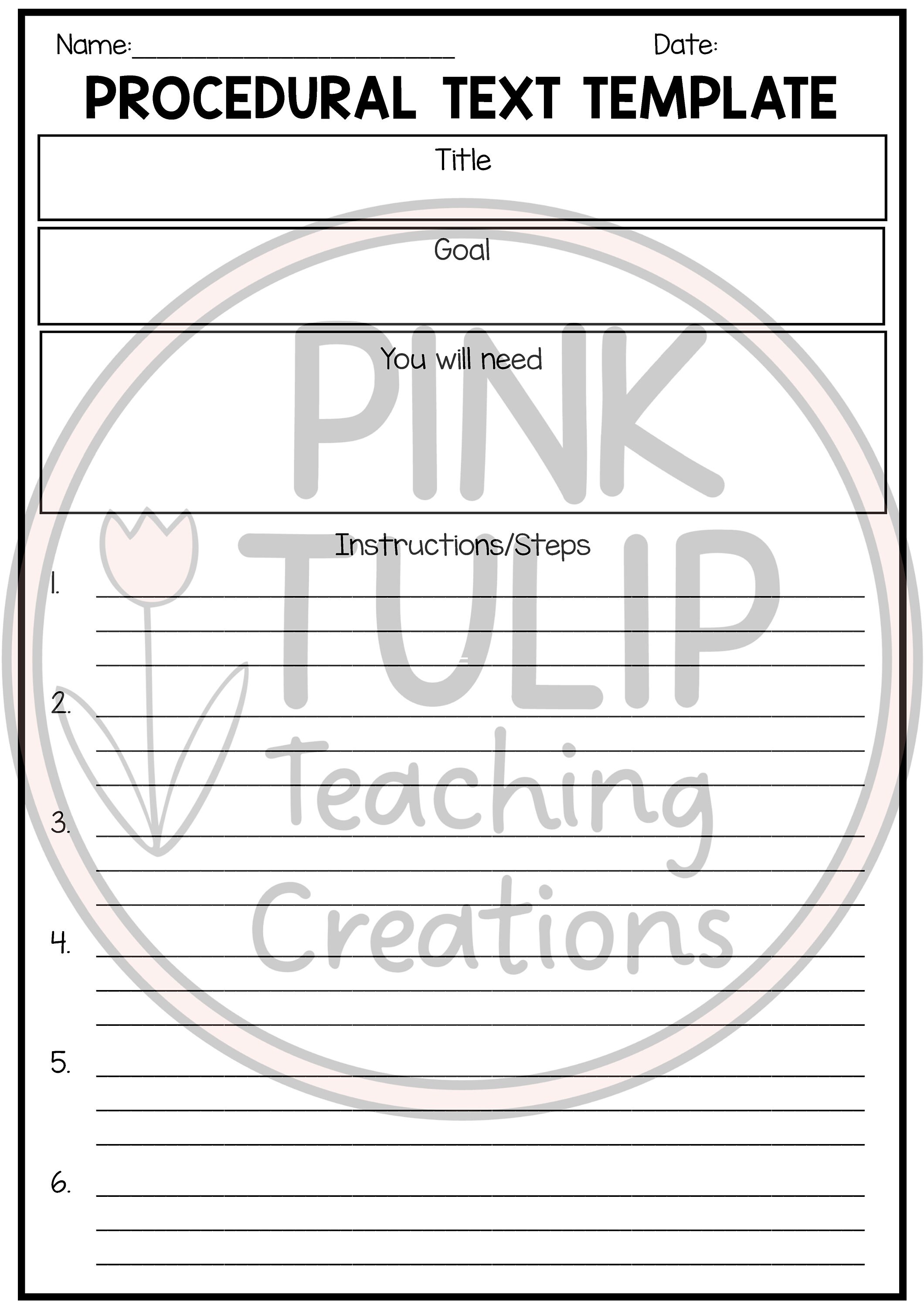 Procedural Text Writing Worksheet Pack No Prep Lesson Ideas - Etsy ...
