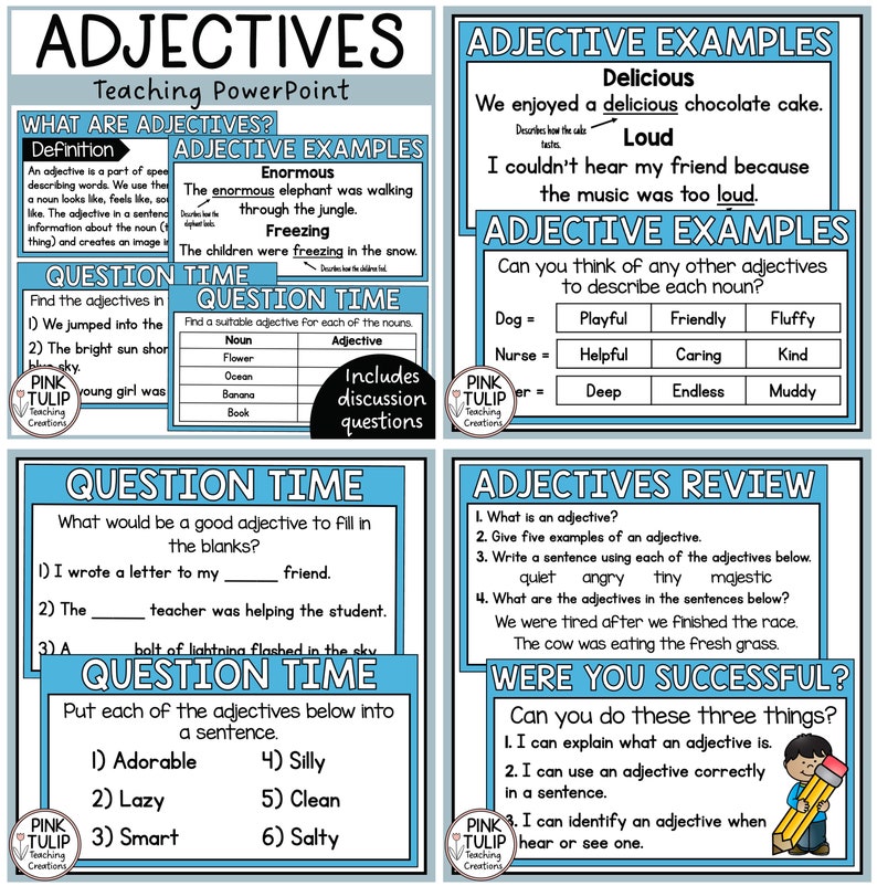 Adjectives Bundle - Worksheet Pack and Guided Teaching Powerpoint - Etsy