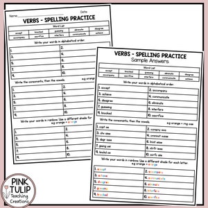 Verbs Mini Unit - Structured Worksheet Pack - Etsy