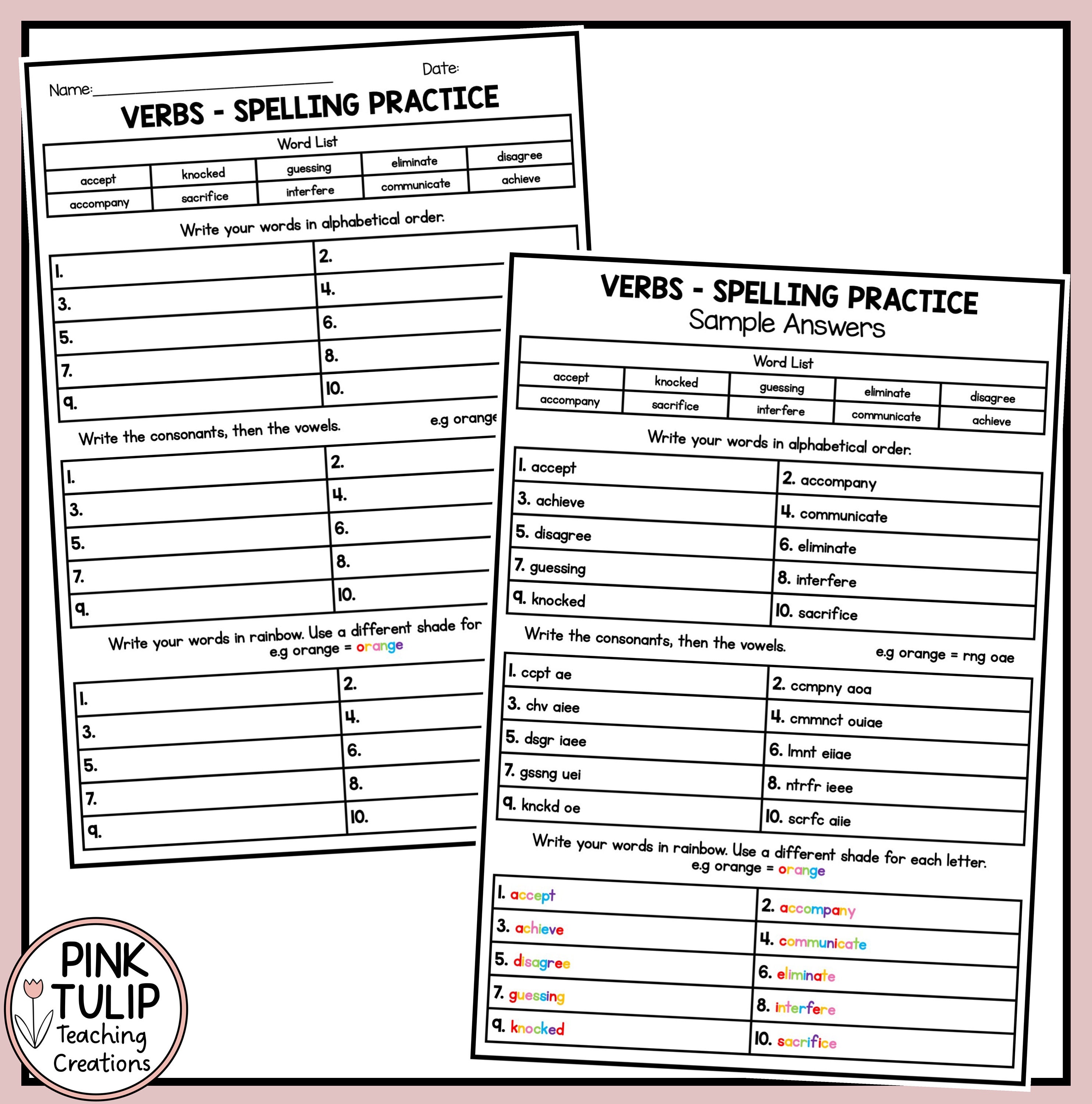 Verbs Mini Unit - Structured Worksheet Pack - Etsy