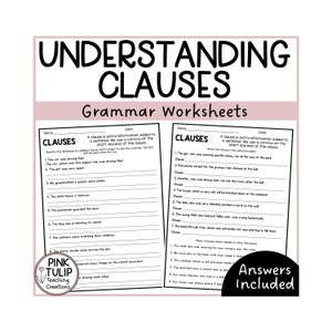 Understanding Clauses Worksheets - No Prep Printables - Etsy