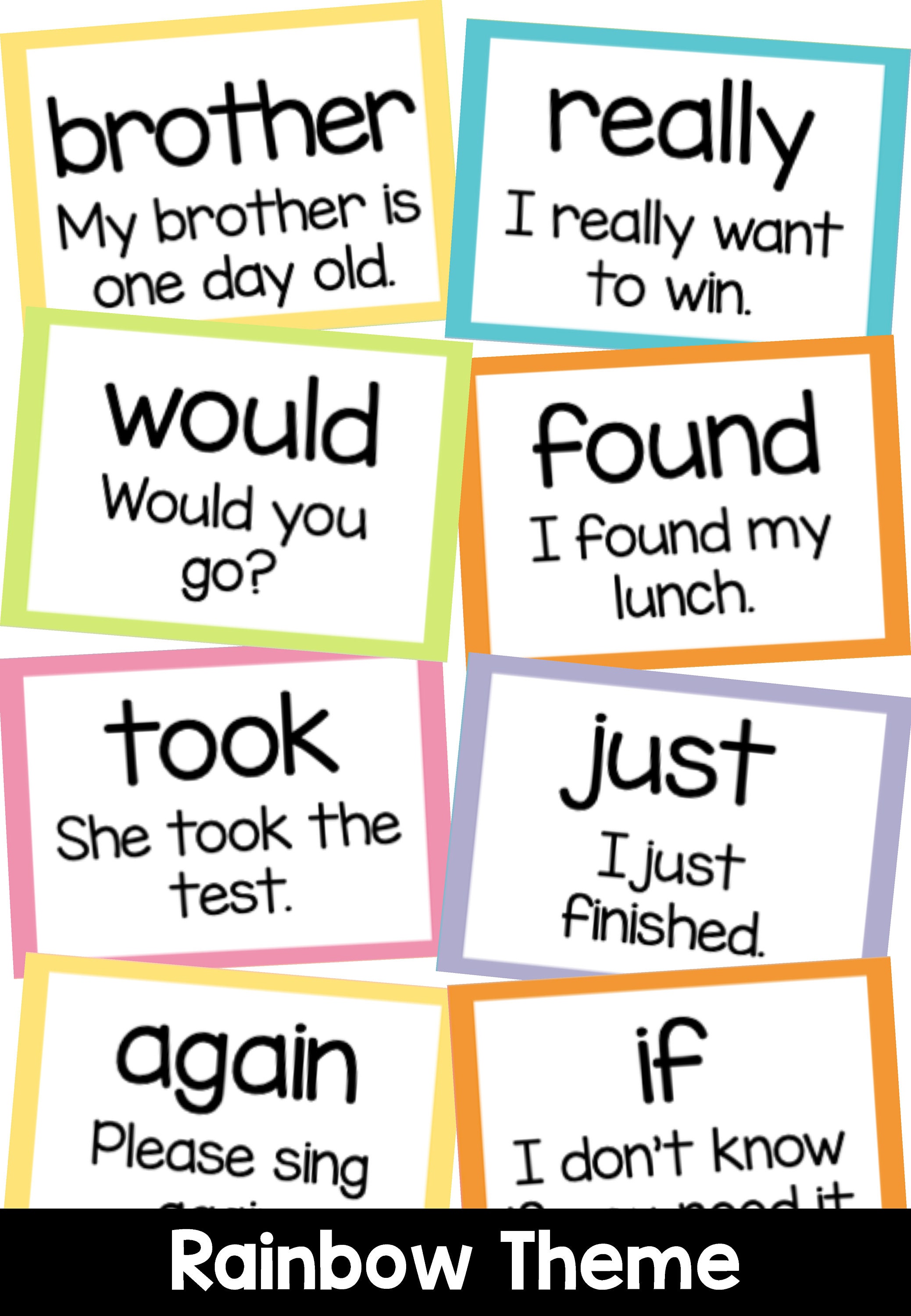 Sight Word Cards 1-300 Bundle High Frequency Words With Sentences - Etsy
