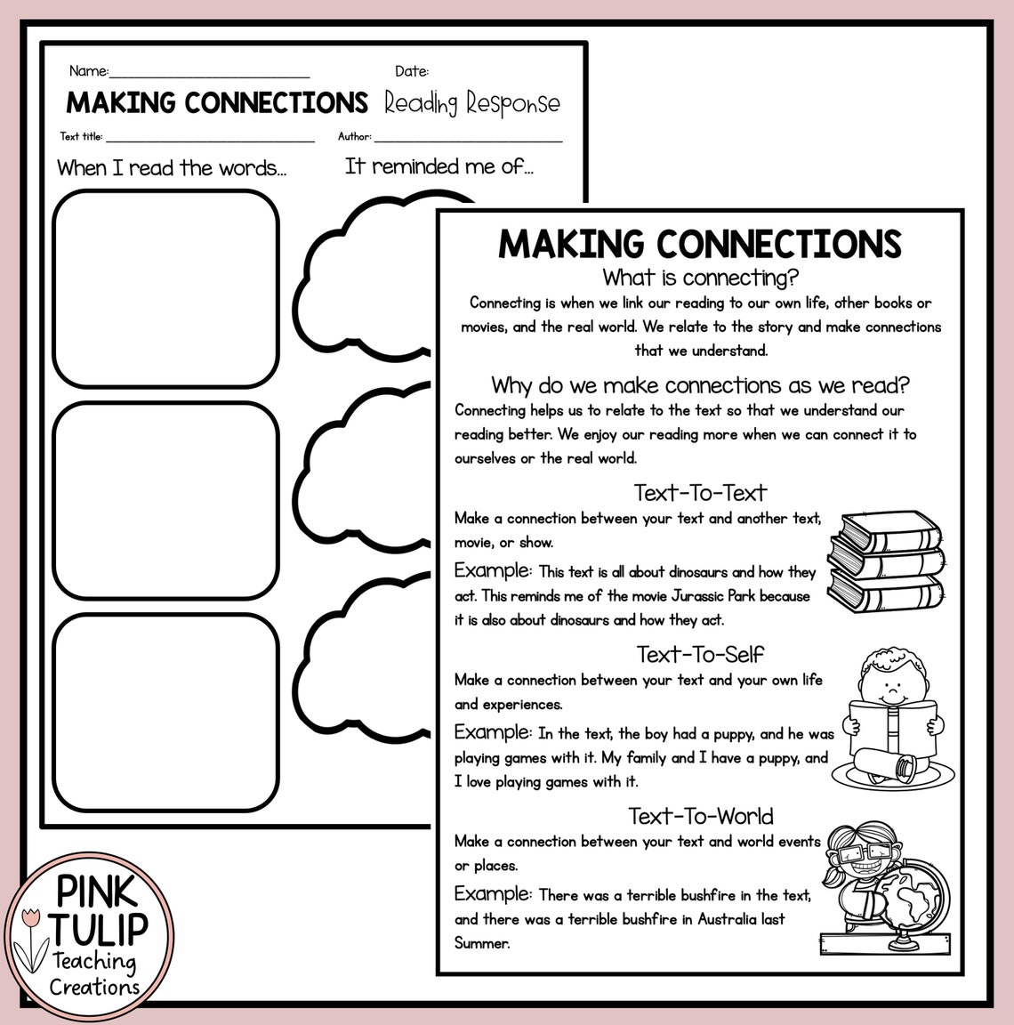 Making Connections (connecting) - Reading Worksheet Pack - Etsy