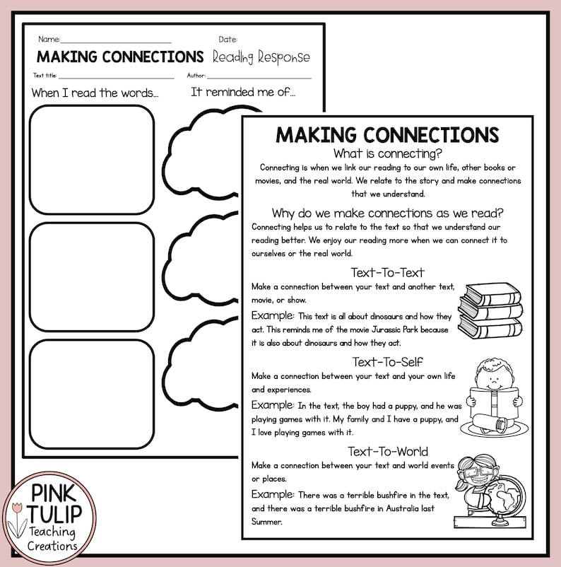 Making Connections (connecting) - Reading Worksheet Pack - Etsy