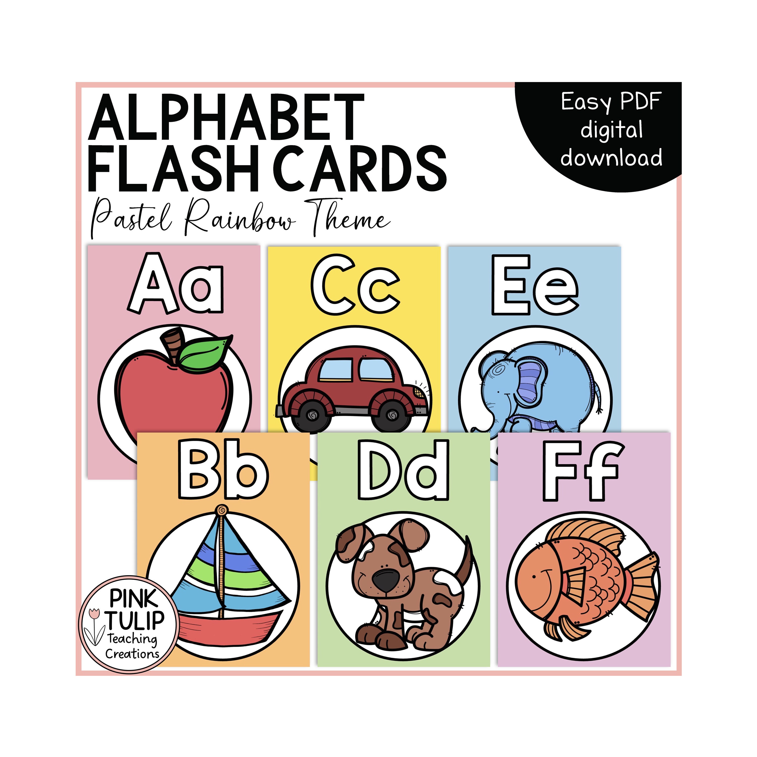 Alphabet Flash Cards Pastel Rainbow Theme - Etsy