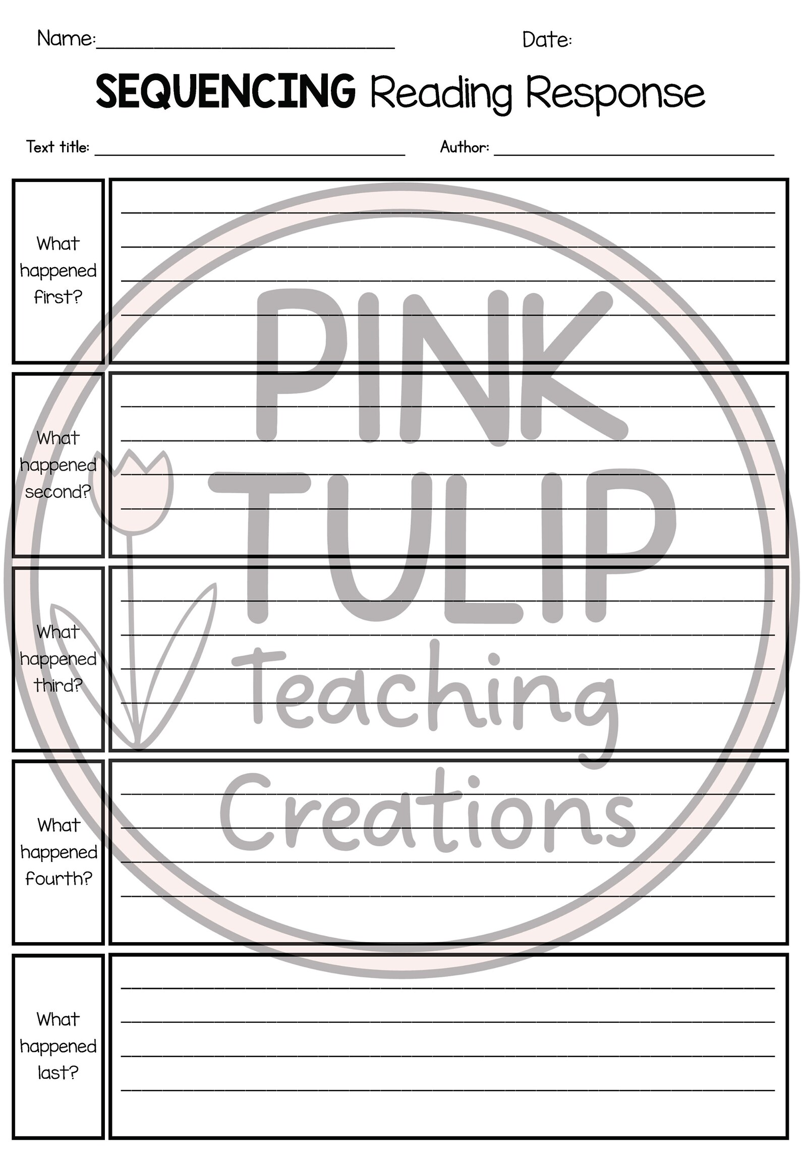 Sequencing Reading Response Package - Templates for Any Book - Etsy