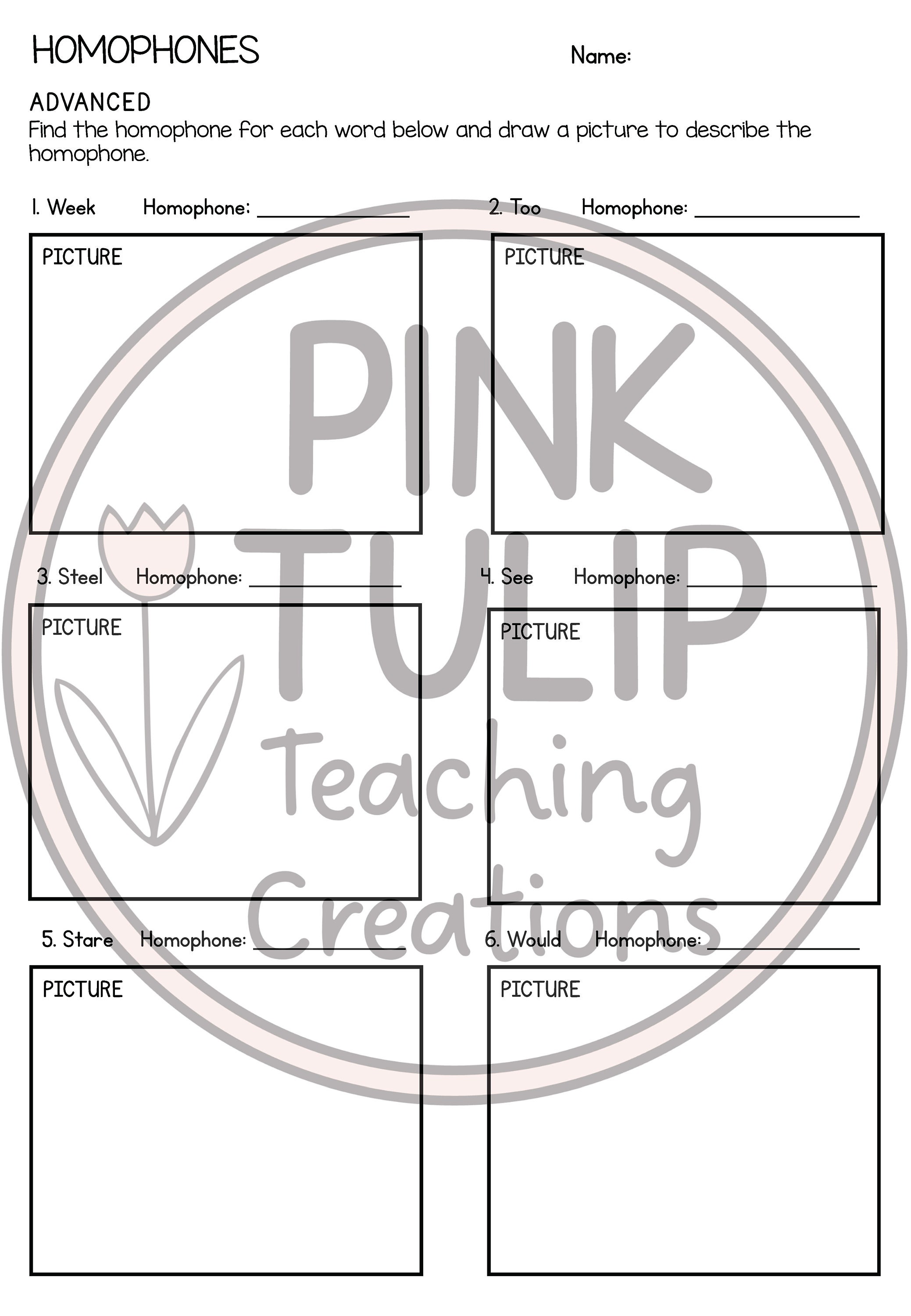 Homophones and Homographs - Grammar Worksheets With Answers - Etsy