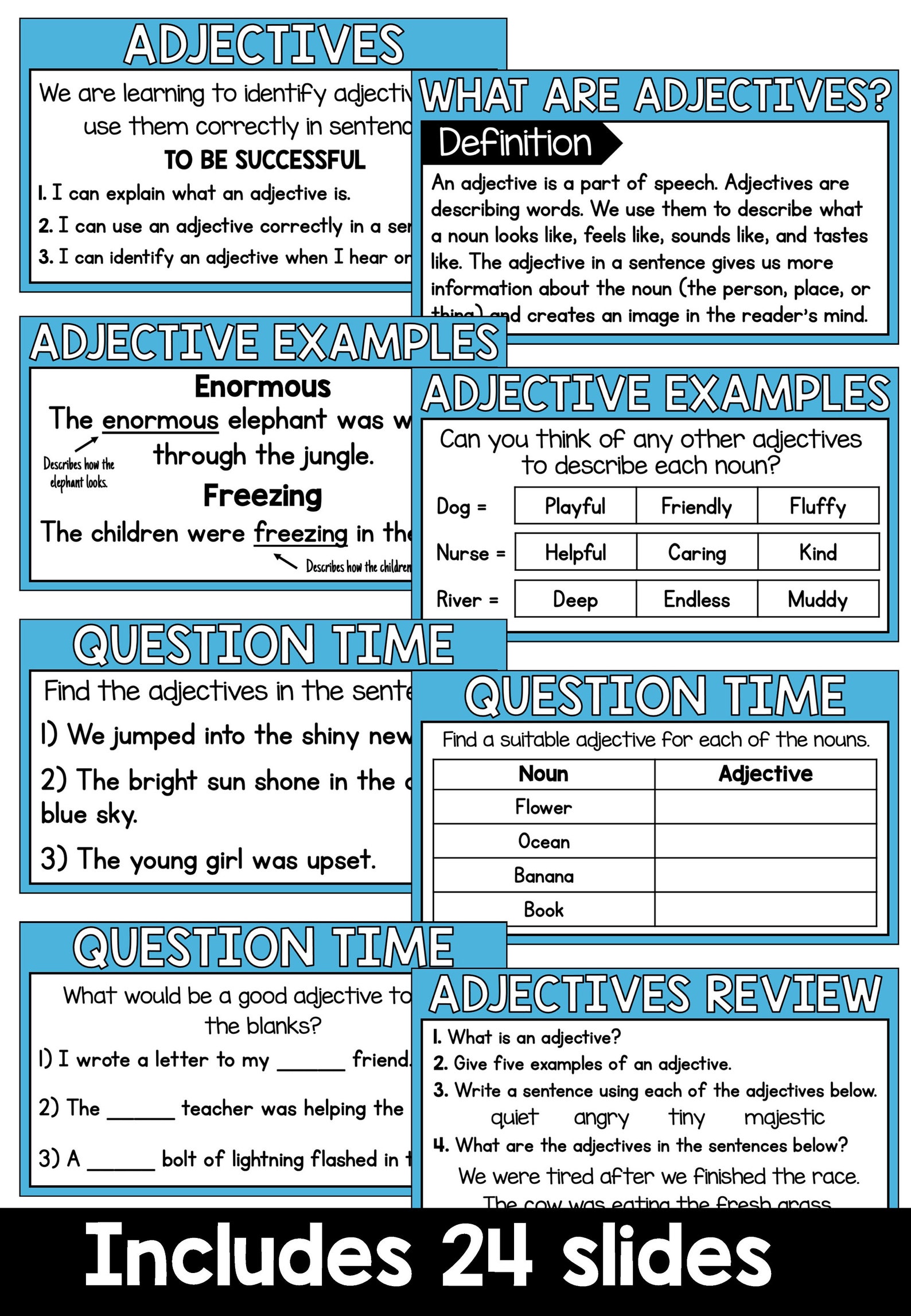 Adjectives Grammar Powerpoint - Guided Teaching - Etsy