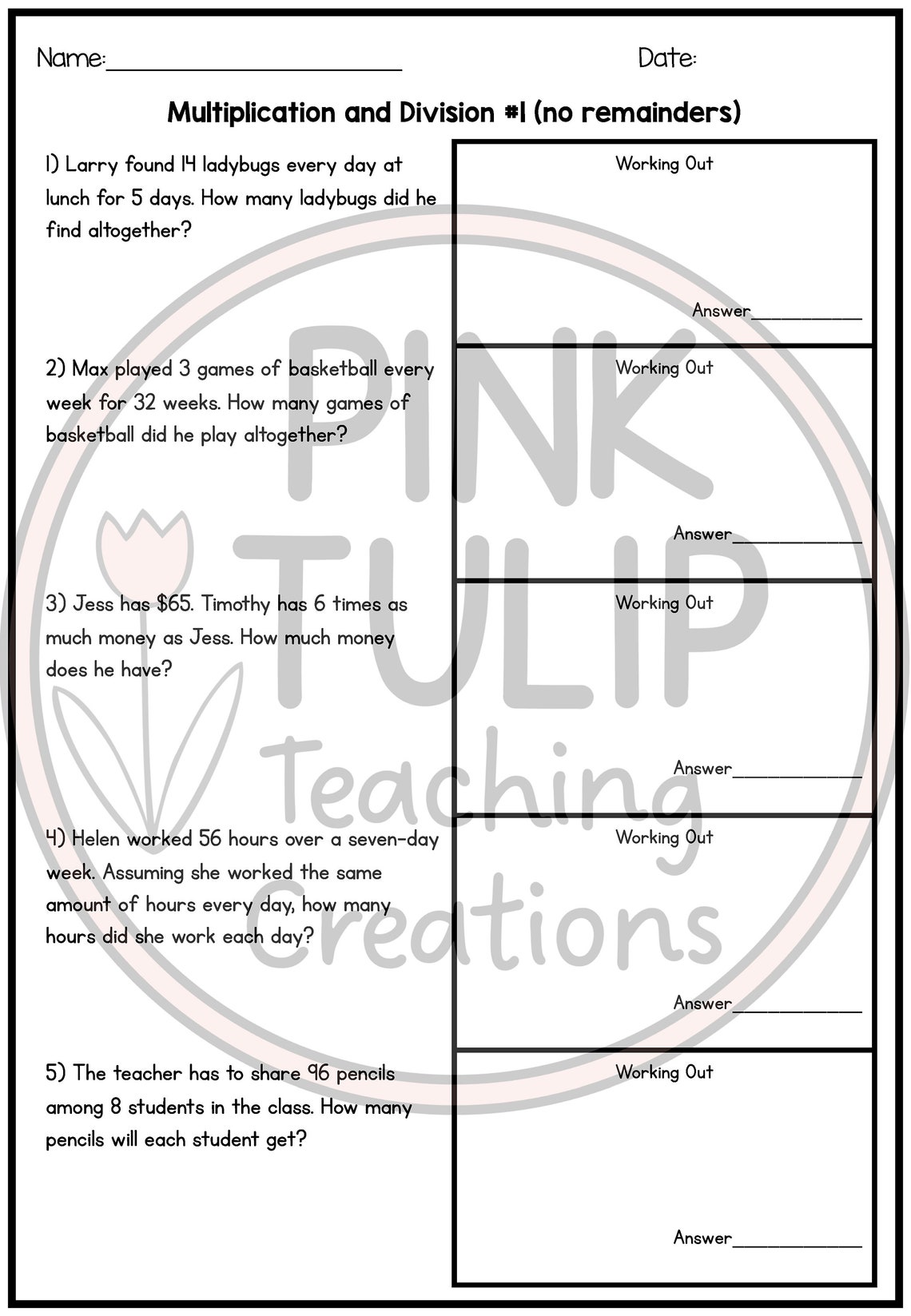 Worded Maths Problems - Worksheets - Etsy